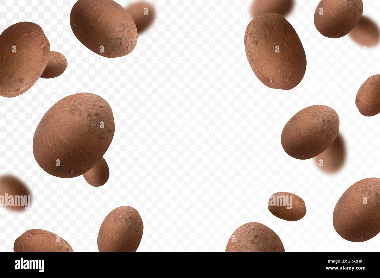 Falling potato, whole vegetables isolated on transparent background ...