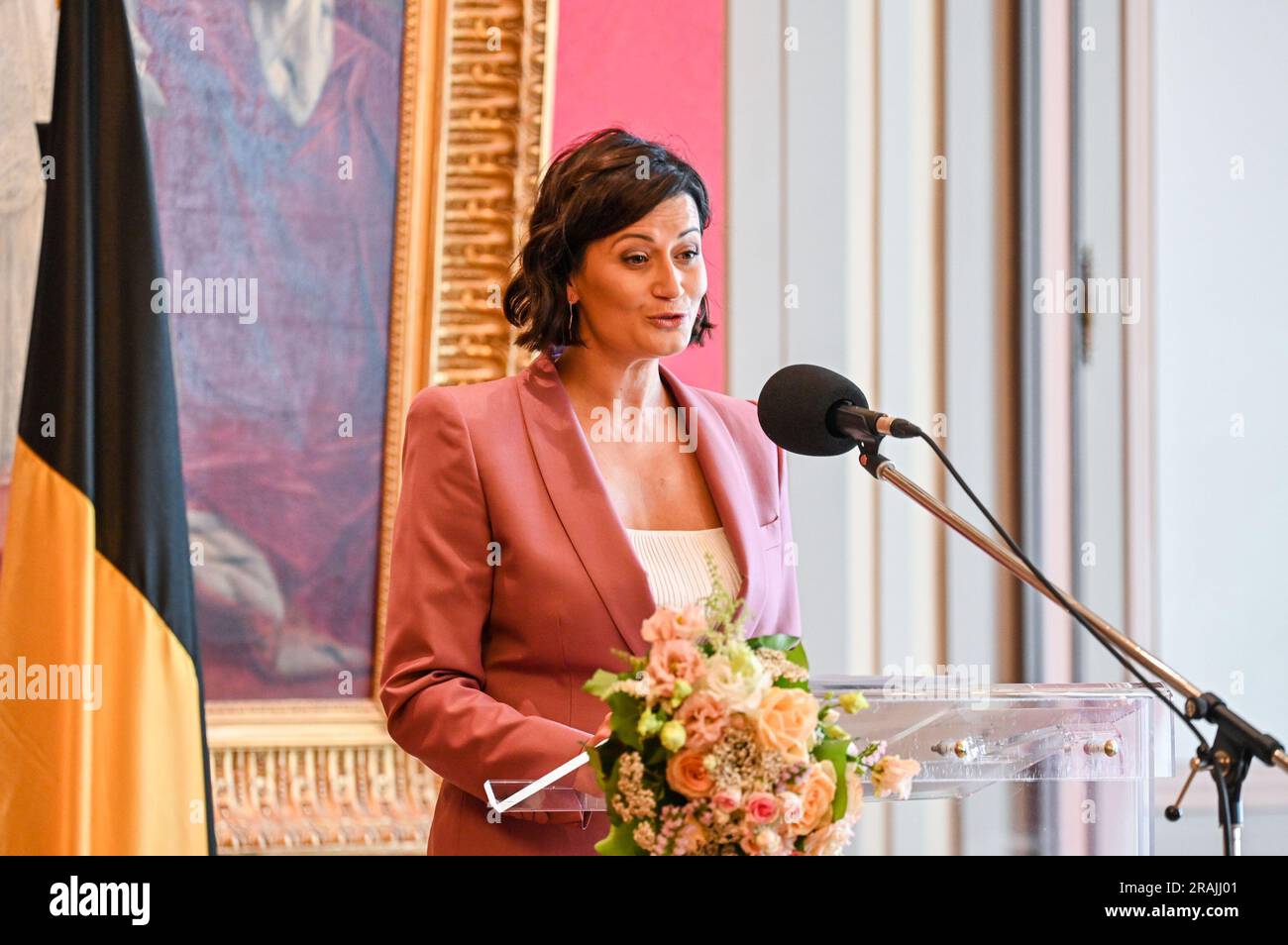 Brussels, Belgium. 04th July, 2023. Senate chairwoman Stephanie D'Hose ...