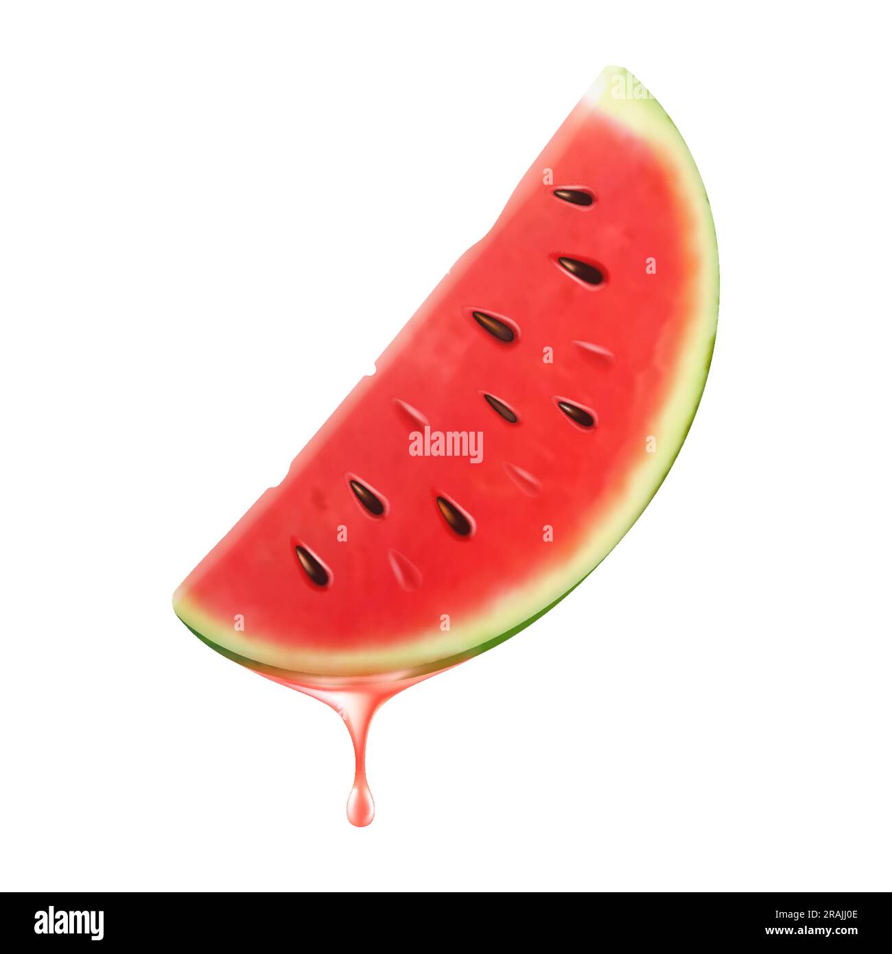 Sliced of watermelon with juice dripping isolated on transparent ...