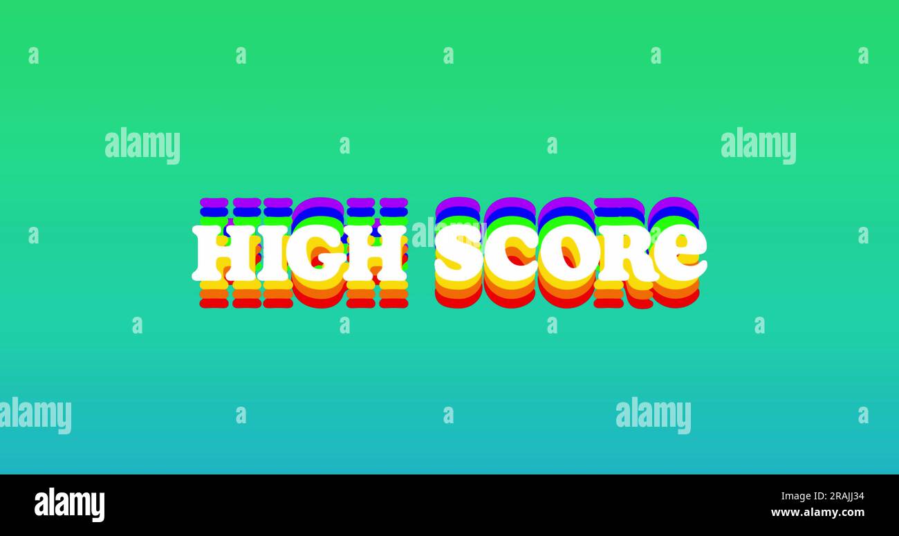 Composition of high score over green background Stock Photo - Alamy