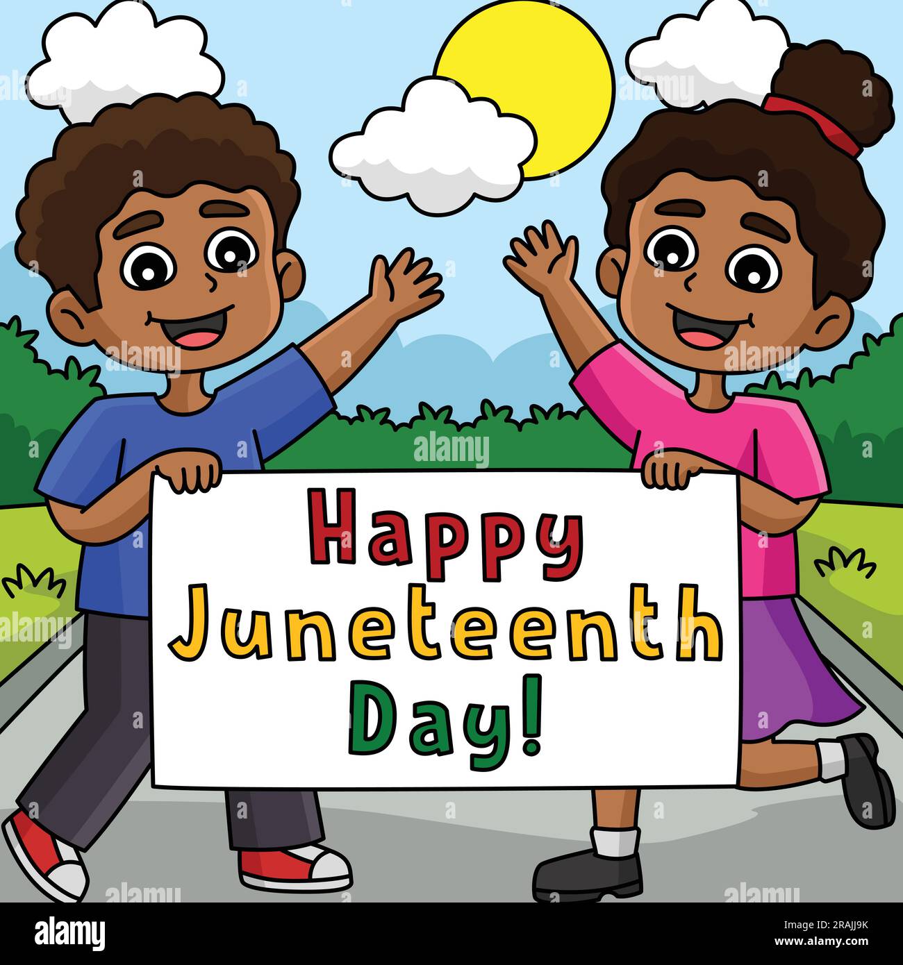 Happy Juneteenth Day Banner Colored Cartoon Stock Vector Image & Art ...