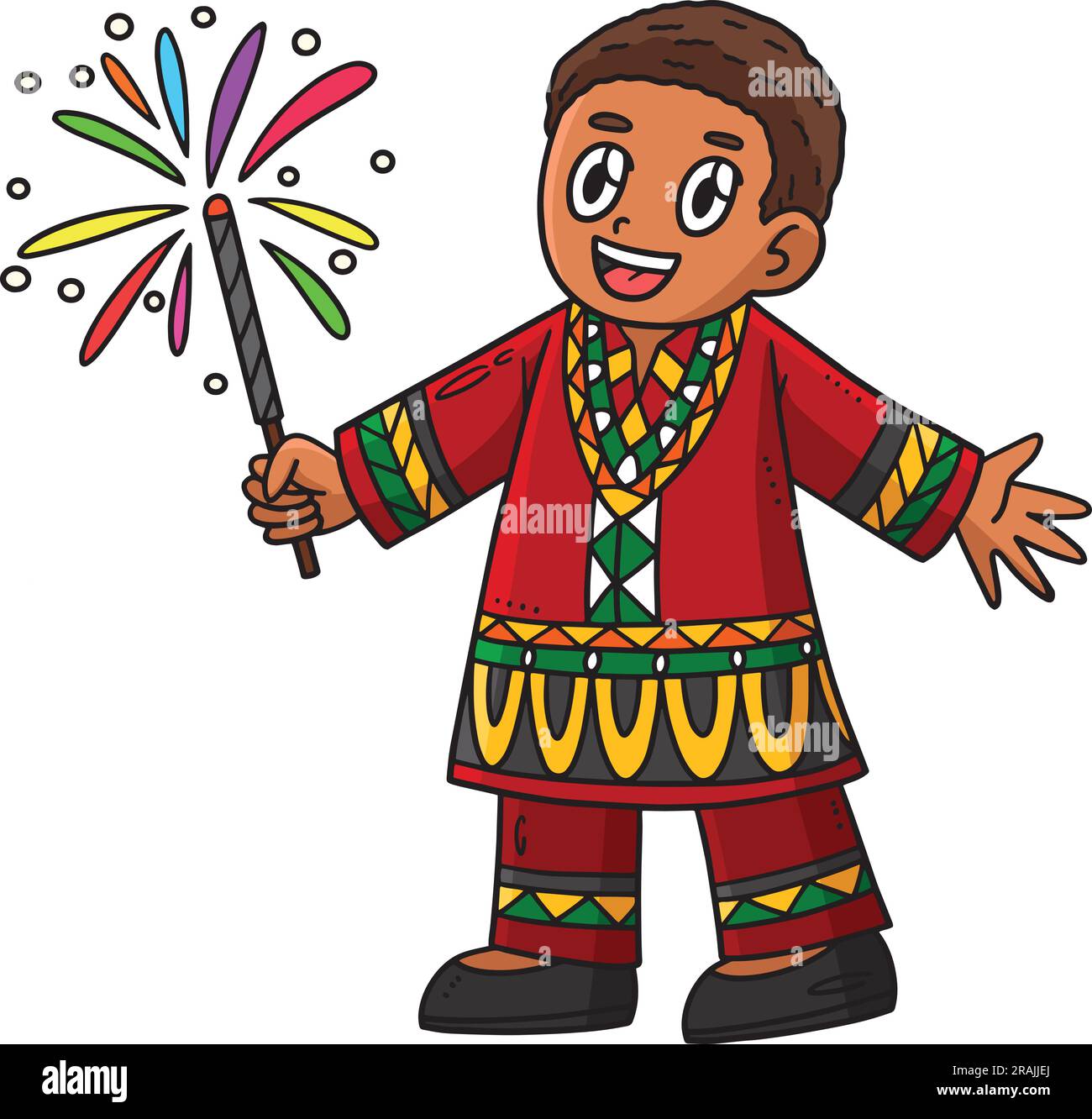 Juneteenth Boy and Fireworks Cartoon Clipart Stock Vector Image & Art ...