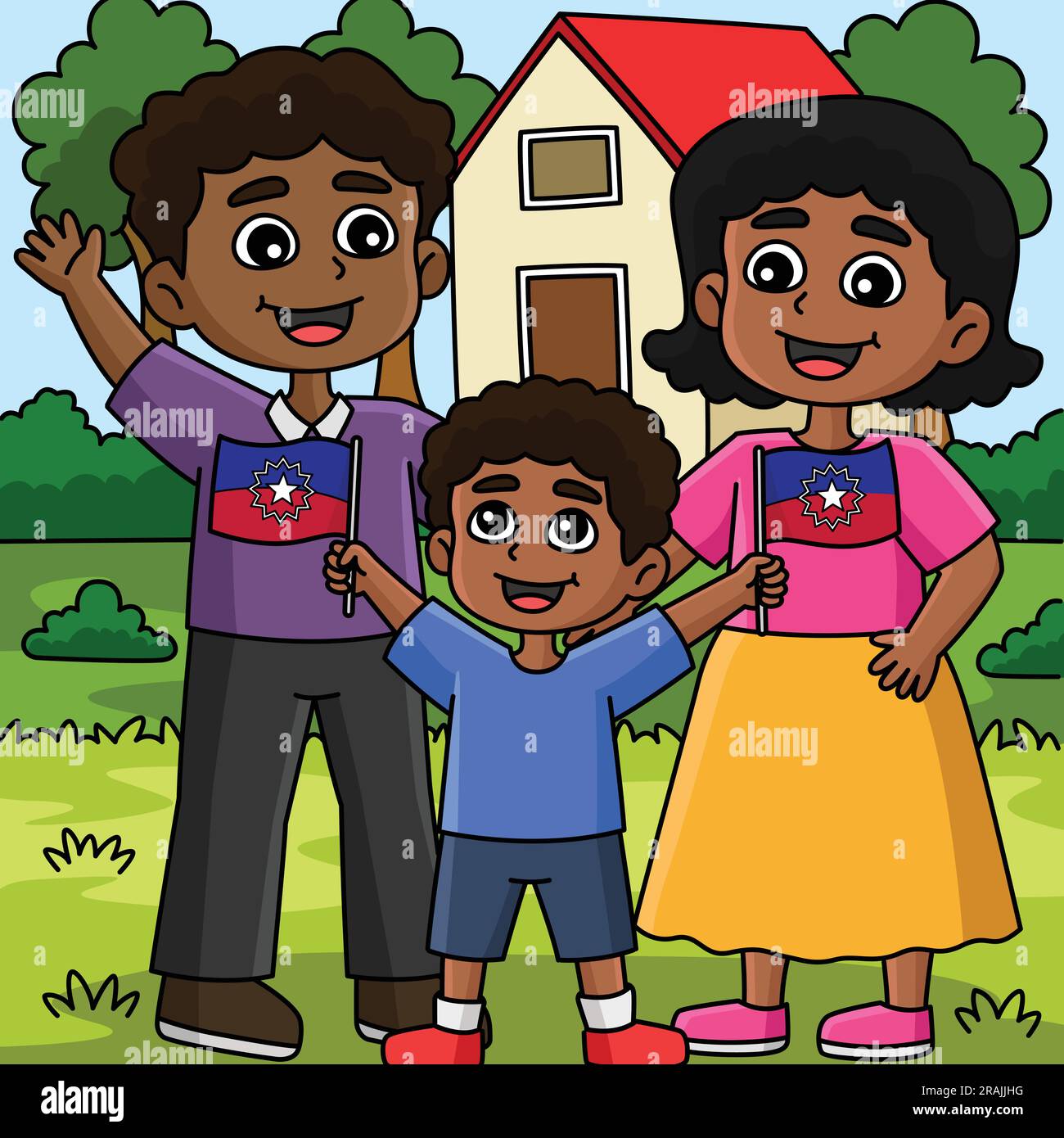 Family Celebrating Juneteenth Colored Cartoon Stock Vector Image & Art ...