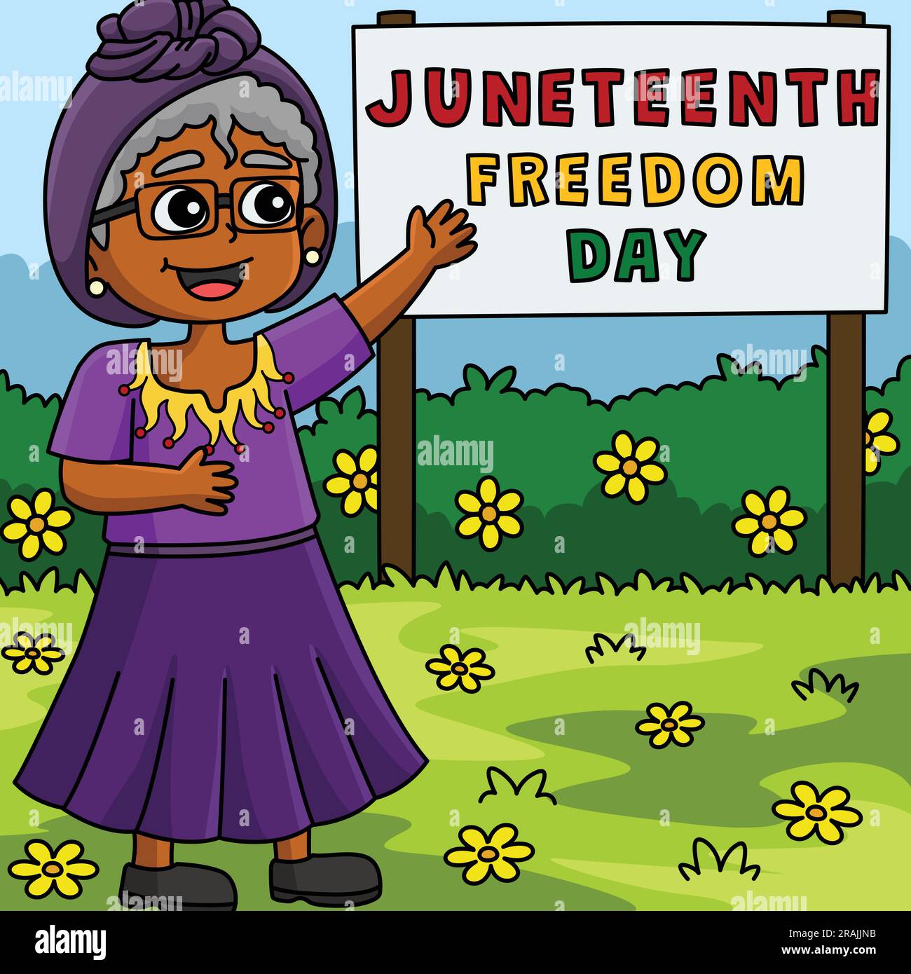 Opal Lee Grandmother of Juneteenth Colored Cartoon Stock Vector Image ...