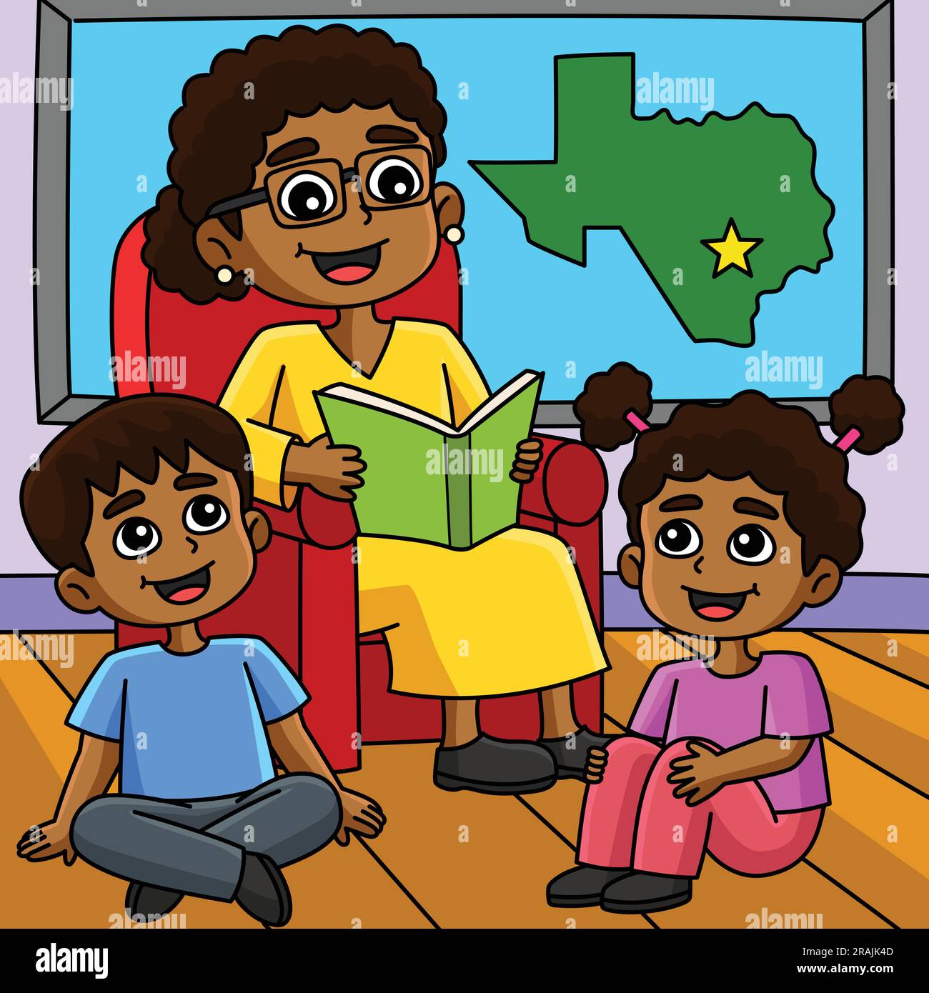 Juneteenth Grandmother Telling Story Colored Stock Vector Image & Art ...