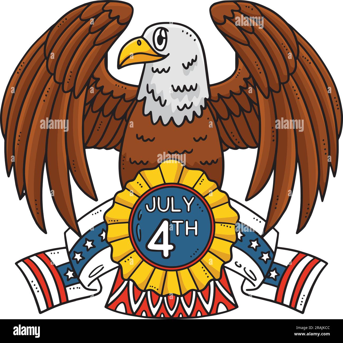 American Eagle with Ribbon Cartoon Colored Clipart Stock Vector Image ...