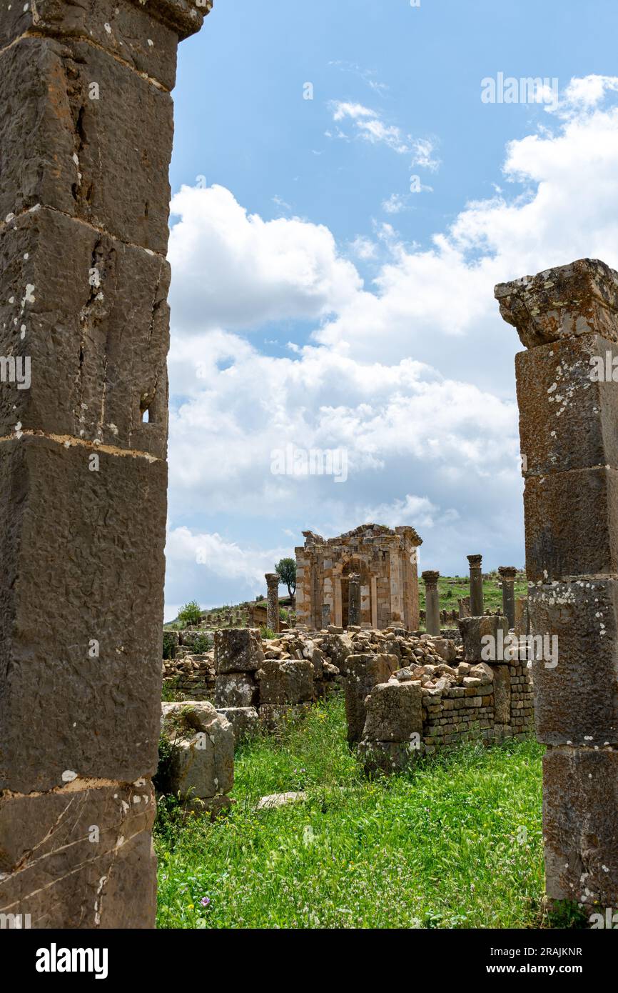 Roman ruins in the ancient town of Cuicul in Djemila, Setif, Algeria ...
