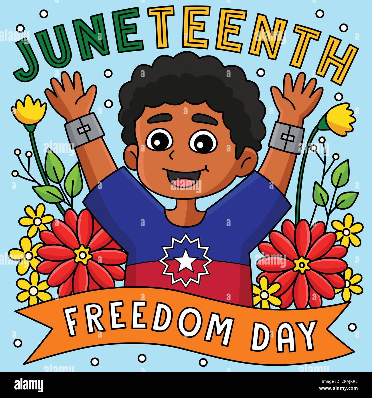 Juneteenth Freedom Day Colored Cartoon Stock Vector Image & Art - Alamy