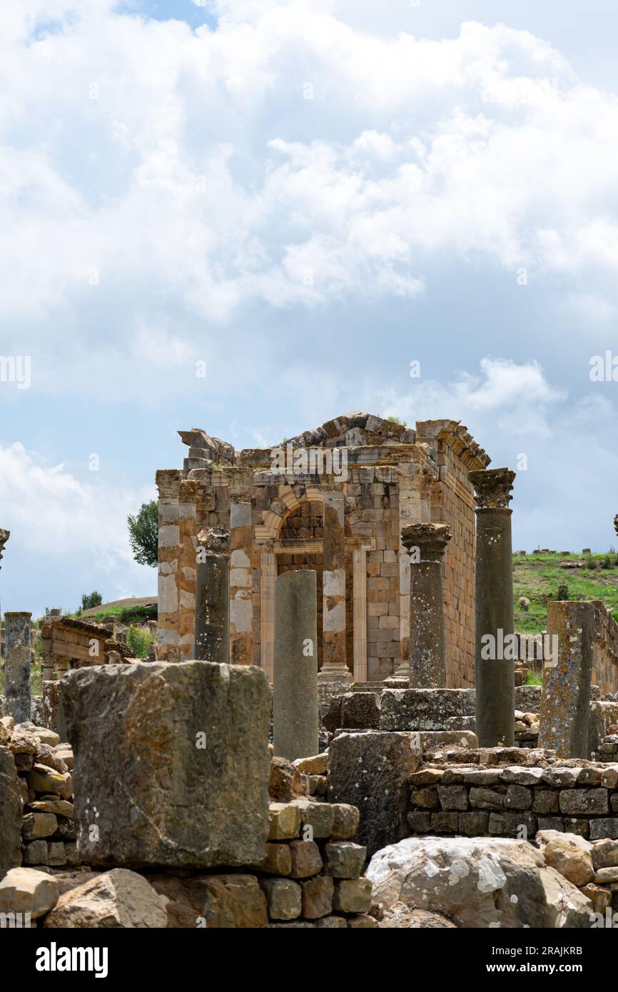 Roman ruins in the ancient town of Cuicul in Djemila, Setif, Algeria ...