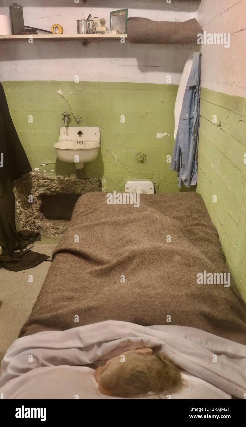 Famous escape dummy and fake head in bed in a prison cell Alcatraz ...
