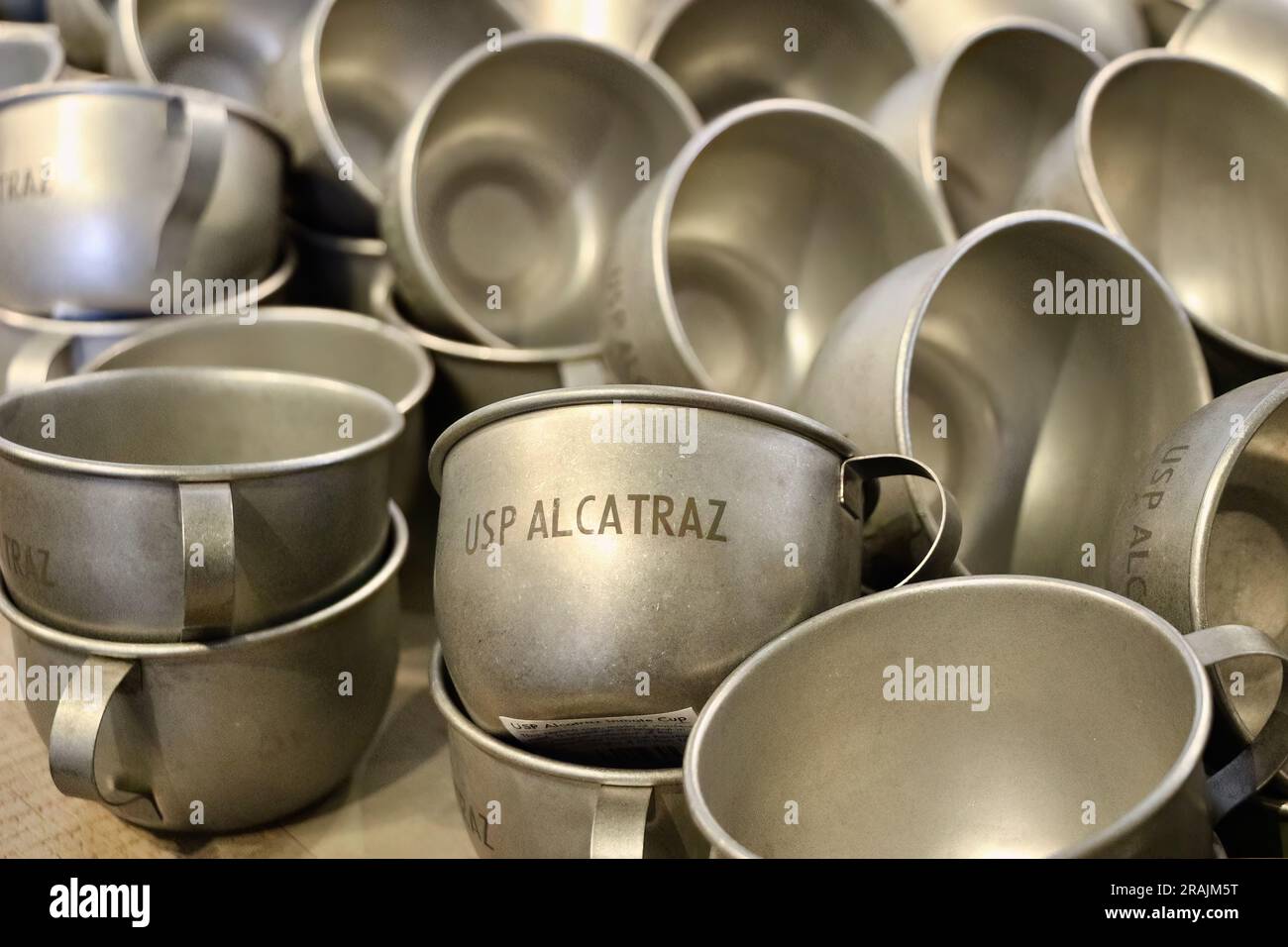 Stainless steel replica inmate cups on sale in the shop of Alcatraz ...