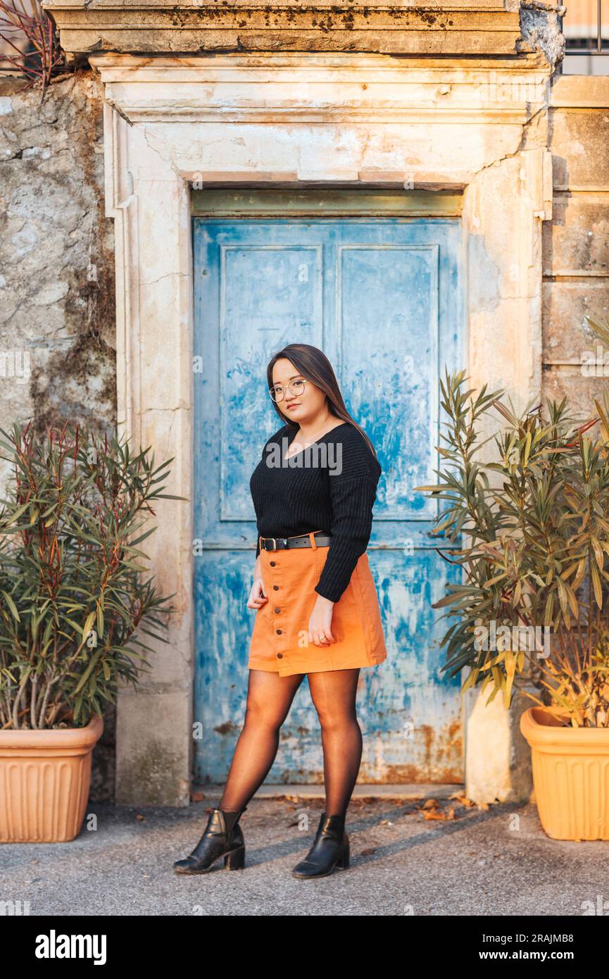 Outdoor portrait of asian plus size model Stock Photo - Alamy