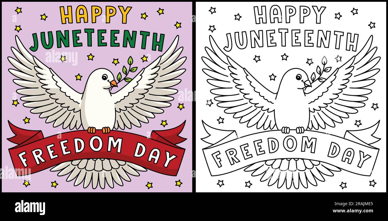Happy Juneteenth Freedom Day Coloring Illustration Stock Vector Image ...