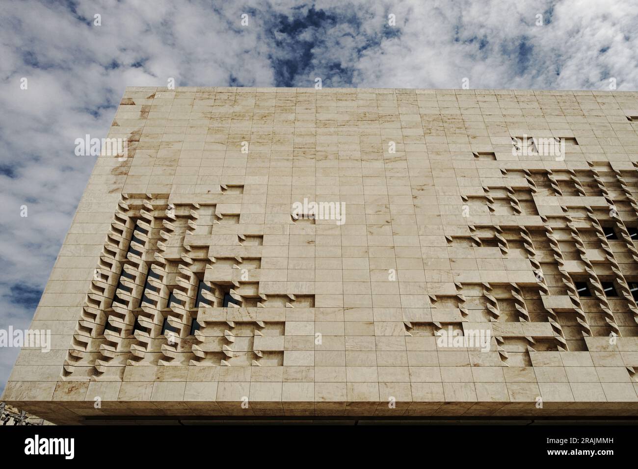 massive blocks in stone of New Parliament building in Valletta, Malta ...