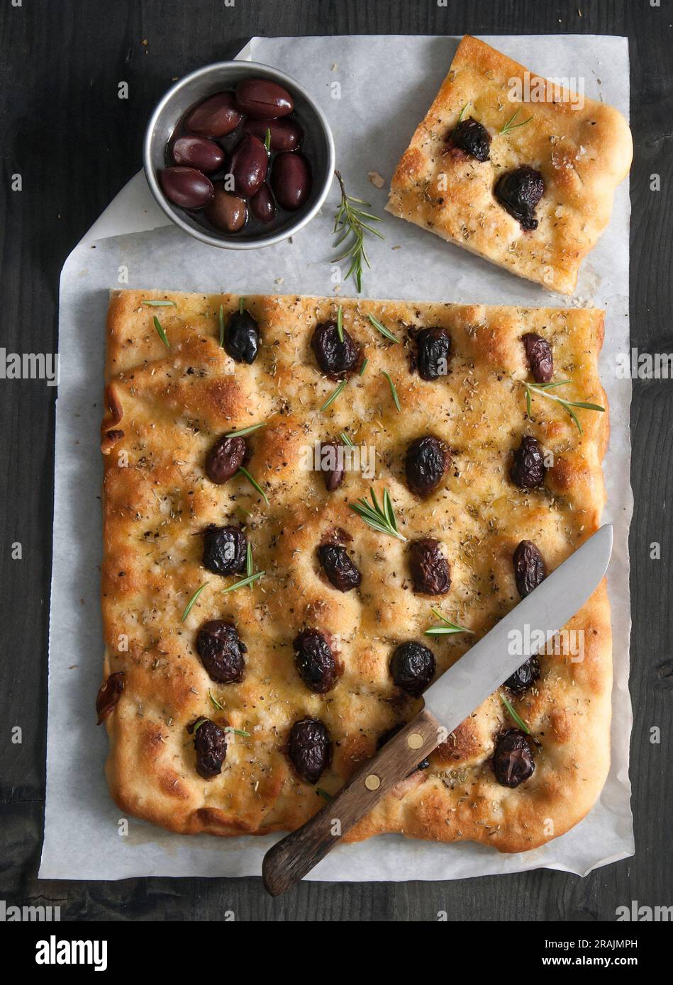 Traditional italian focaccia olives hi-res stock photography and images ...