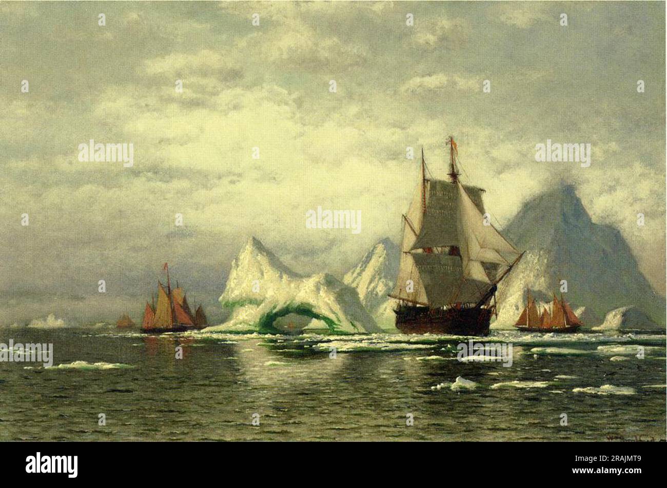 Arctic Whaler Homeward Bound Among the Icebergs by William Bradford Stock Photo - Alamy