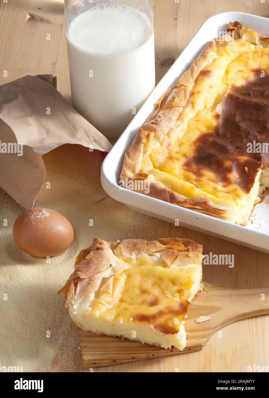 Greek milk pie Stock Photo - Alamy