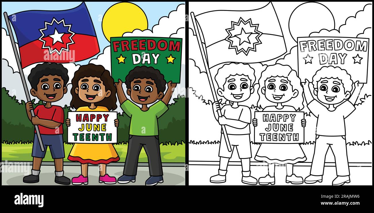 Children Promoting Juneteenth Day Illustration Stock Vector Image & Art ...