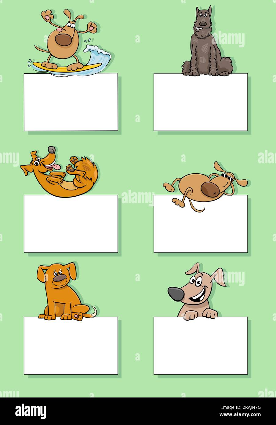 Cartoon illustration of dogs and puppies animal characters with blank ...