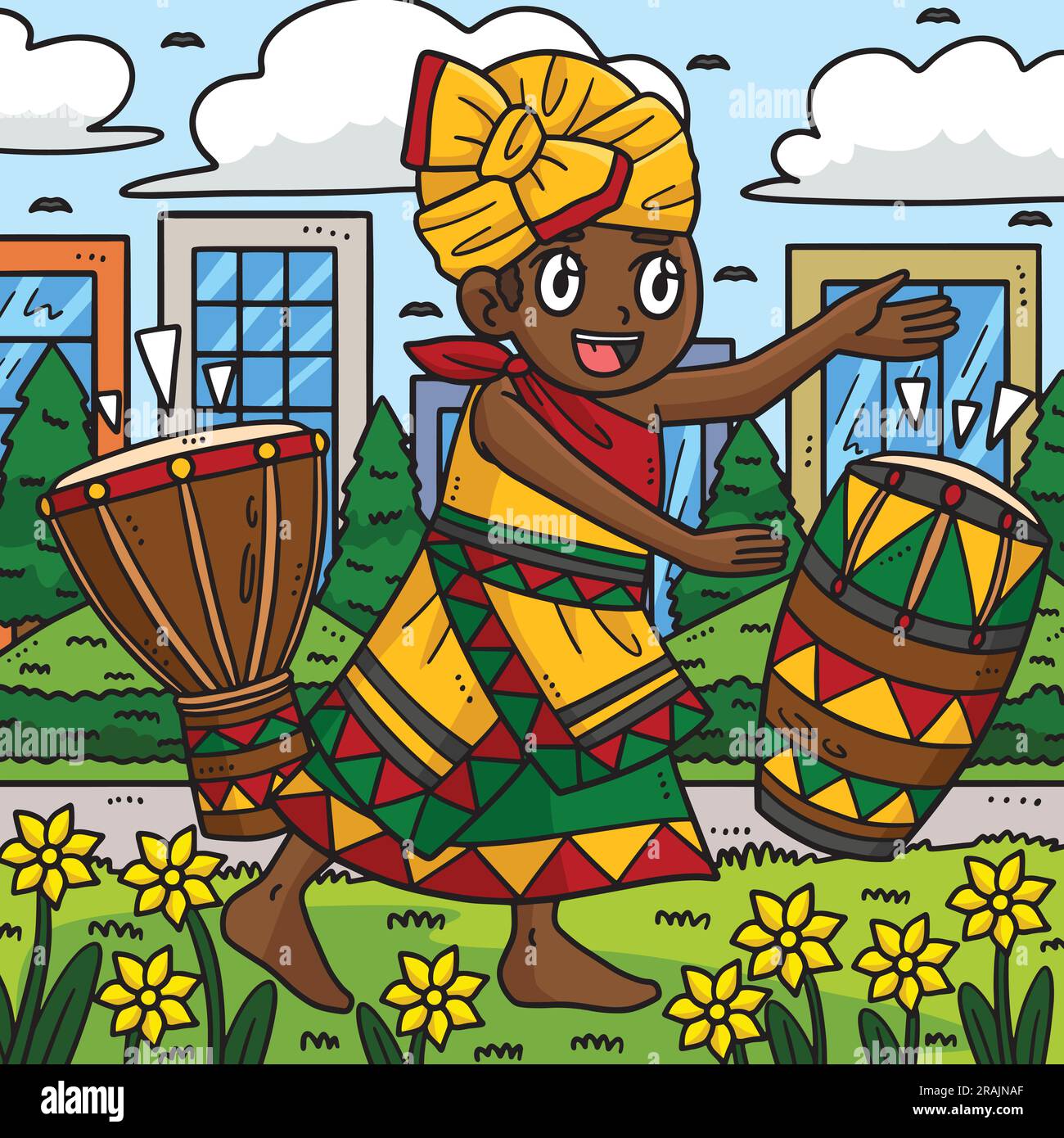 Juneteenth African American Girl Dancing Colored Stock Vector Image ...