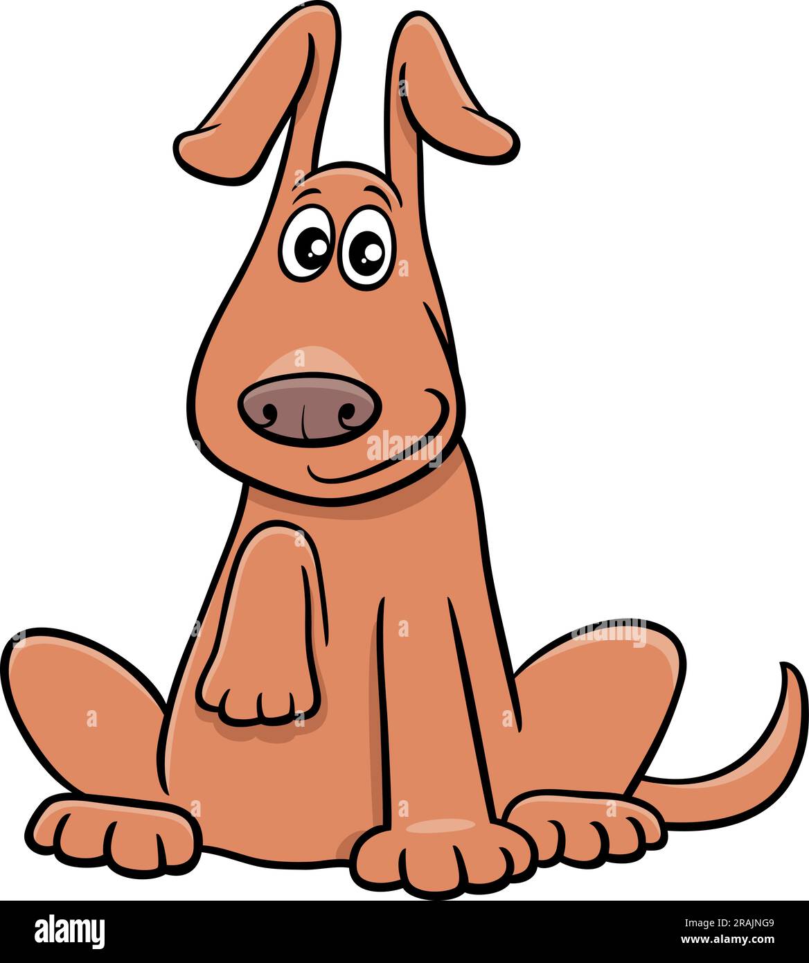 Cartoon illustration of funny brown dog comic animal character Stock ...