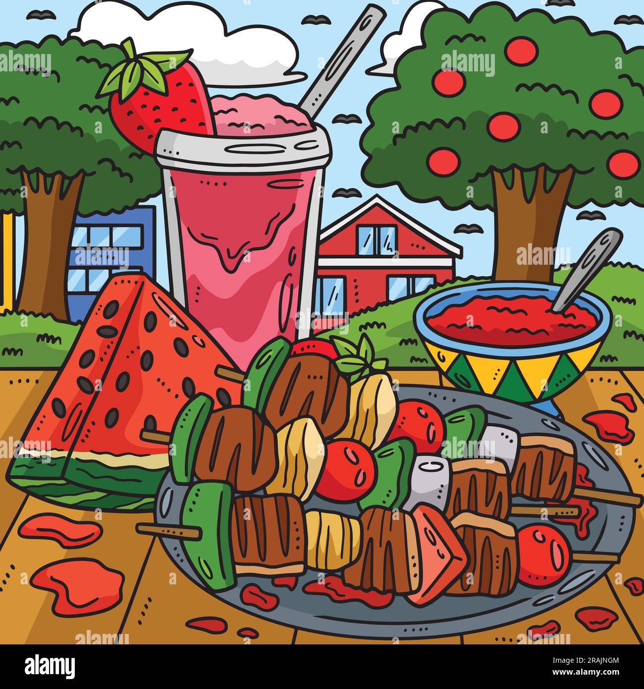 Juneteenth African American Food Colored Cartoon Stock Vector Image ...