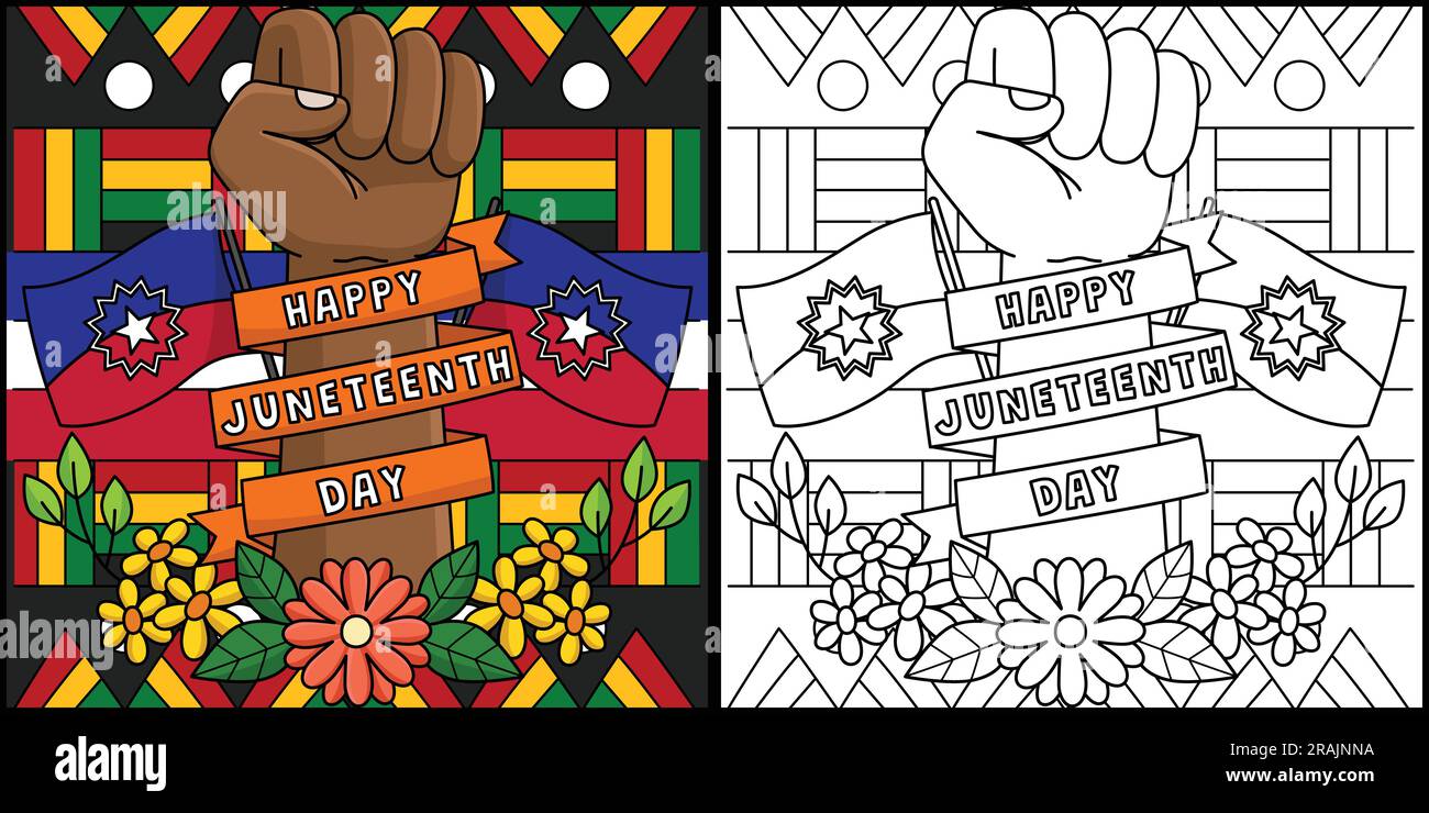 Happy Juneteenth Day Coloring Page Illustration Stock Vector Image ...