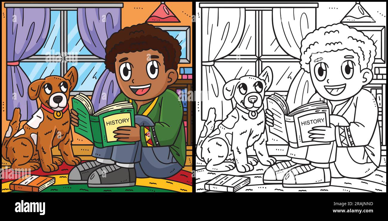 Juneteenth Child Reading Coloring Illustration Stock Vector Image & Art ...