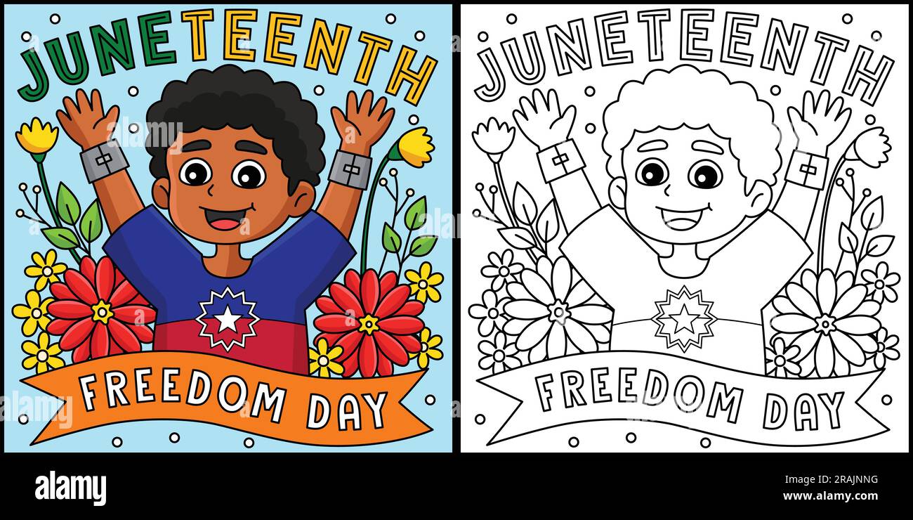 Juneteenth Freedom Day Coloring Page Illustration Stock Vector Image ...