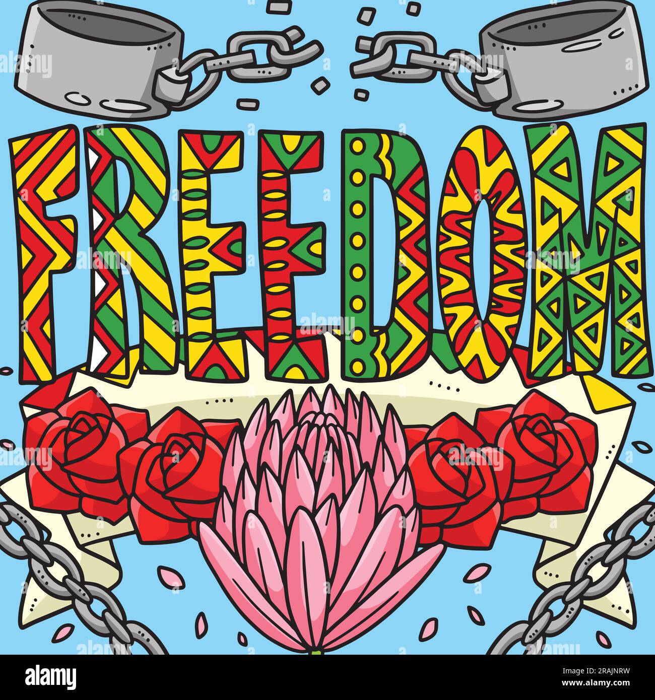 Juneteenth Freedom Colored Cartoon Illustration Stock Vector Image ...