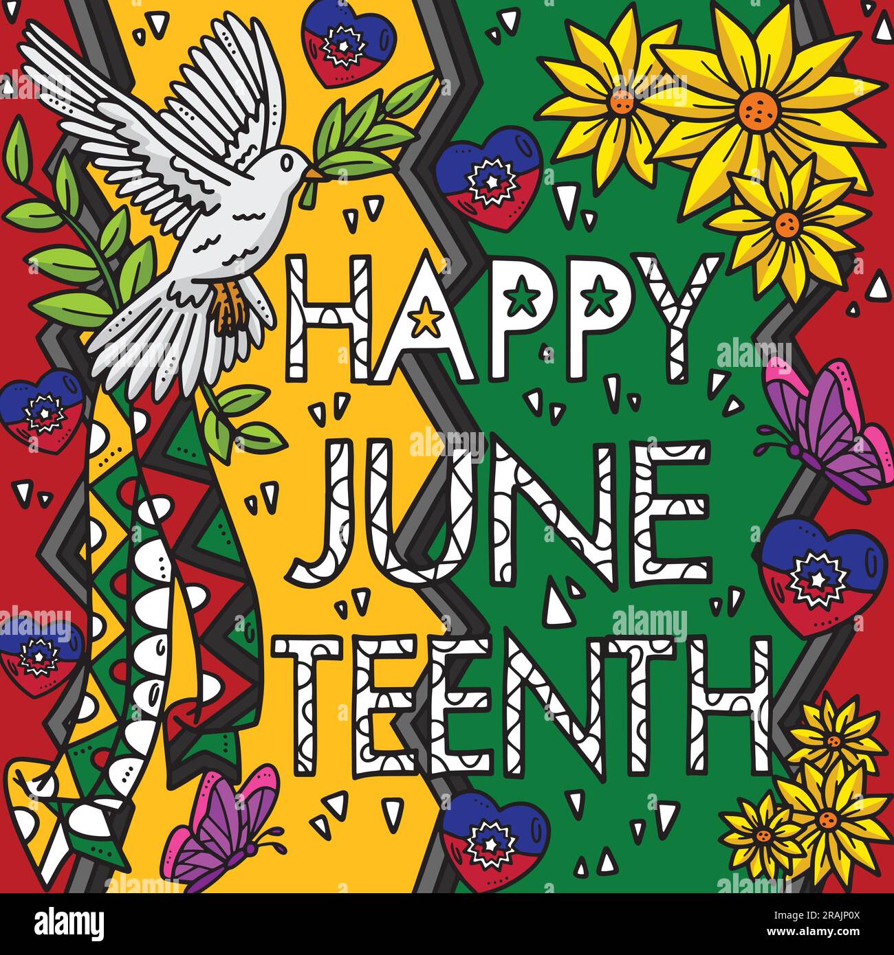 Happy Juneteenth Banner Colored Cartoon Stock Vector Image & Art - Alamy