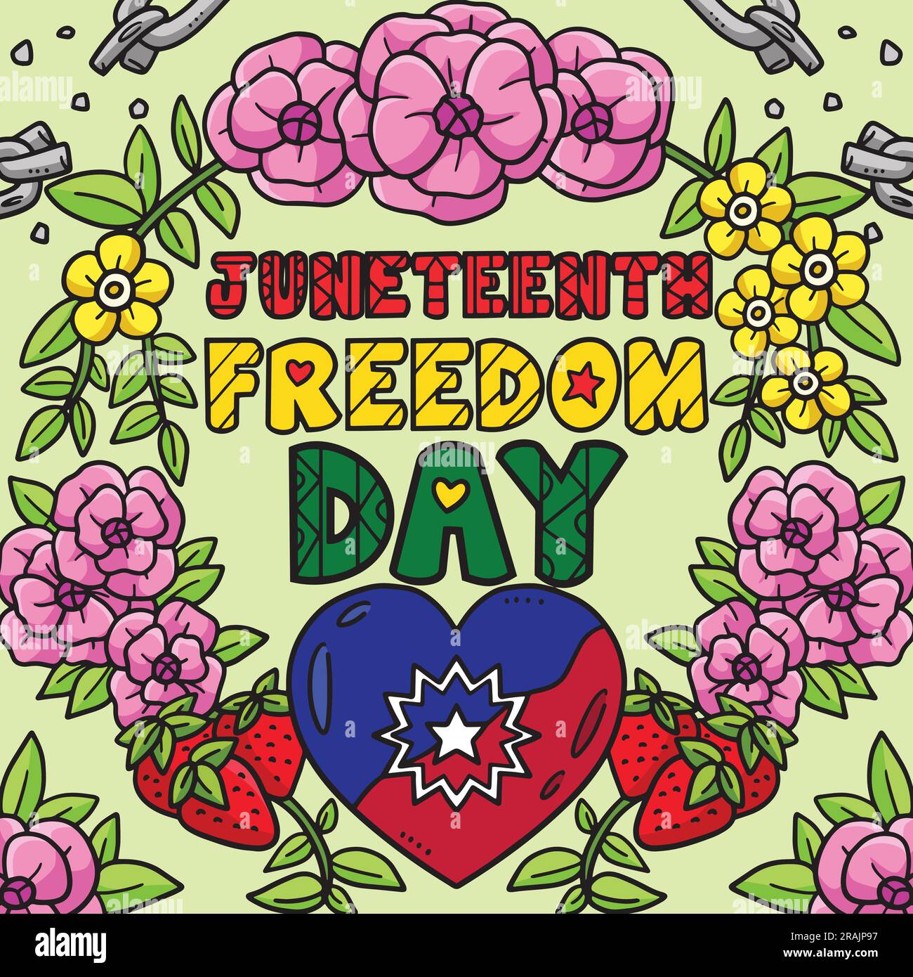 Juneteenth Freedom Day Colored Cartoon Stock Vector Image & Art - Alamy