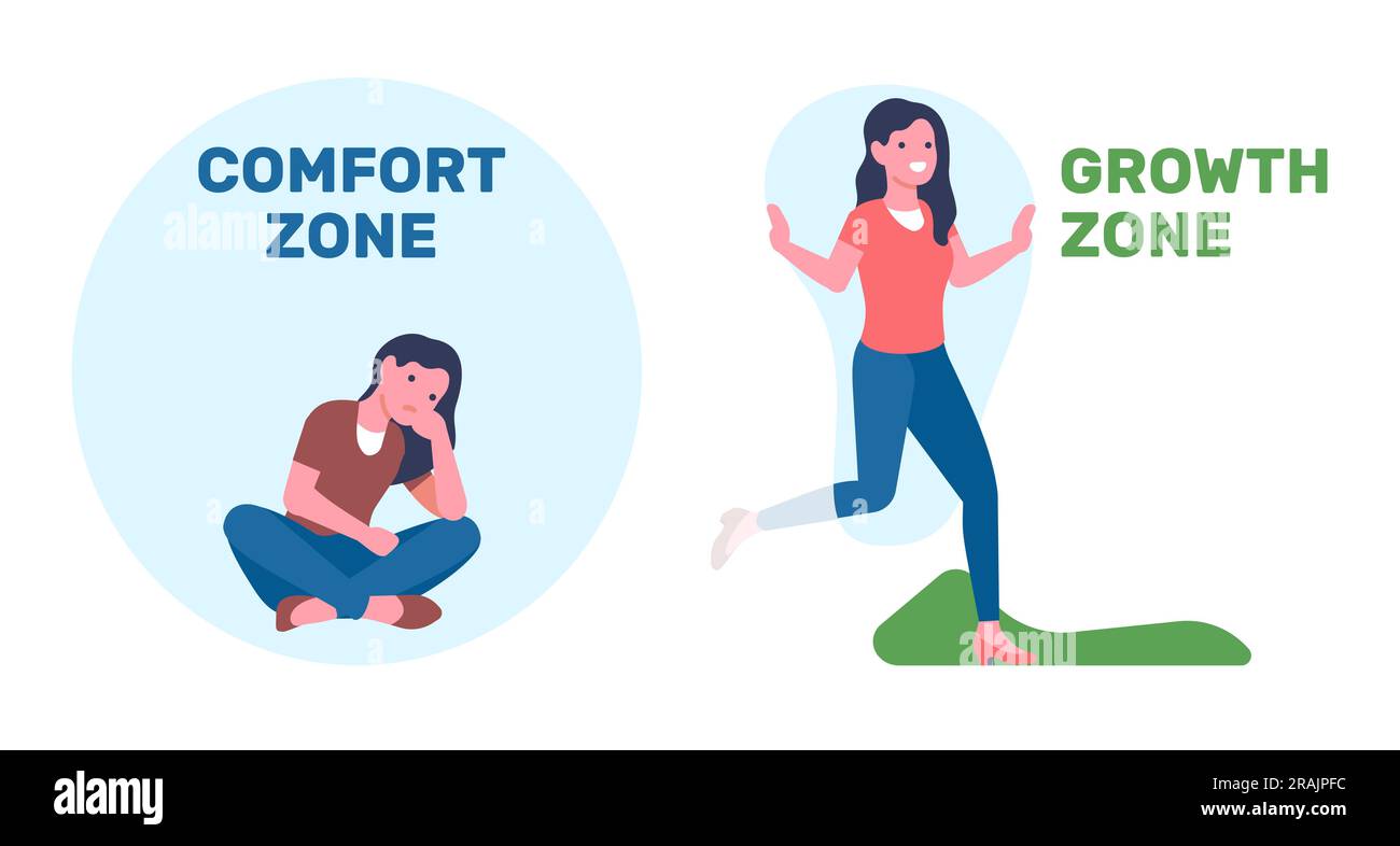 Girl sits in her comfort zone and goes into growth area. Personal ...