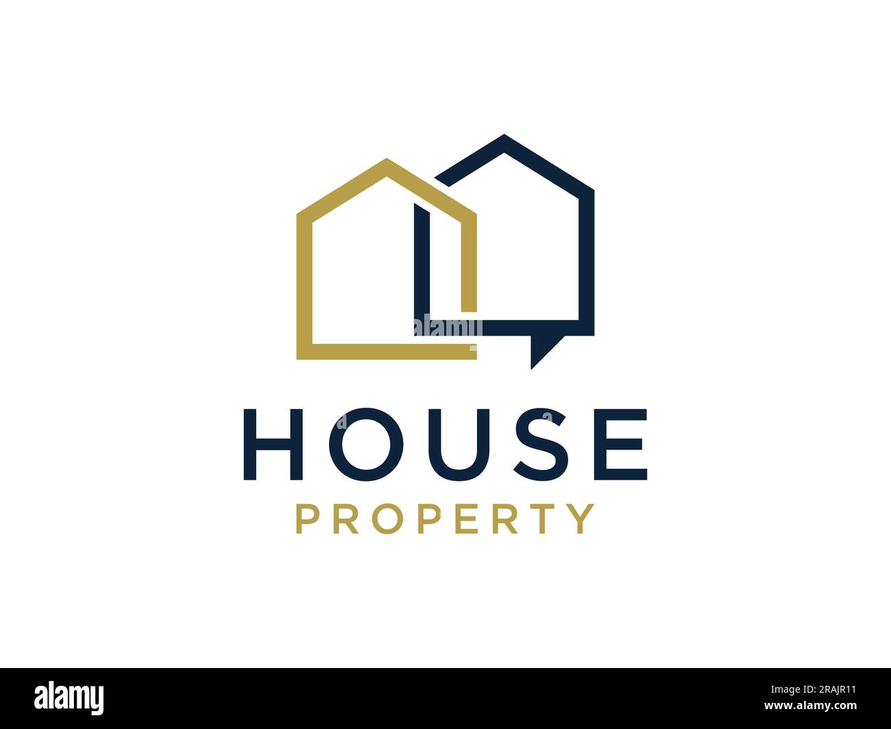 House Logo Gold House Symbol Geometric Linear Style Isolated On White Background Usable For