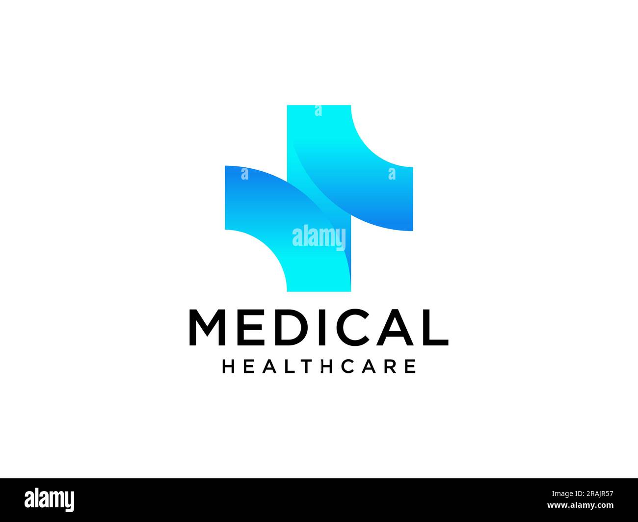 Modern Healthcare Medical Logo. Blue Geometric Linear Rounded Cross ...