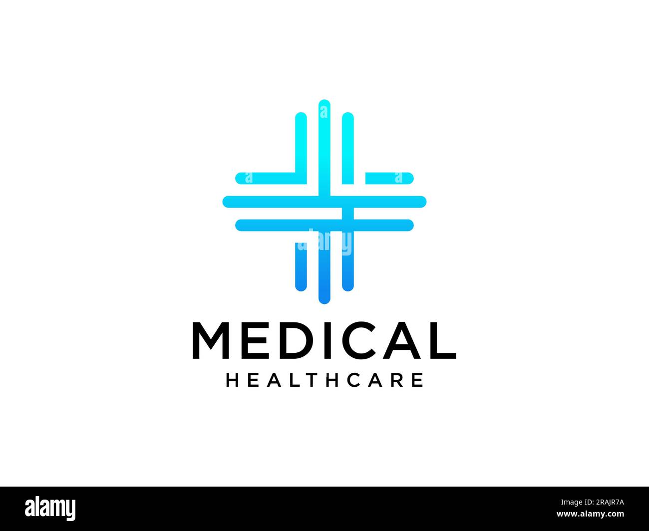 Modern Healthcare Medical Logo. Blue Geometric Linear Rounded Cross ...
