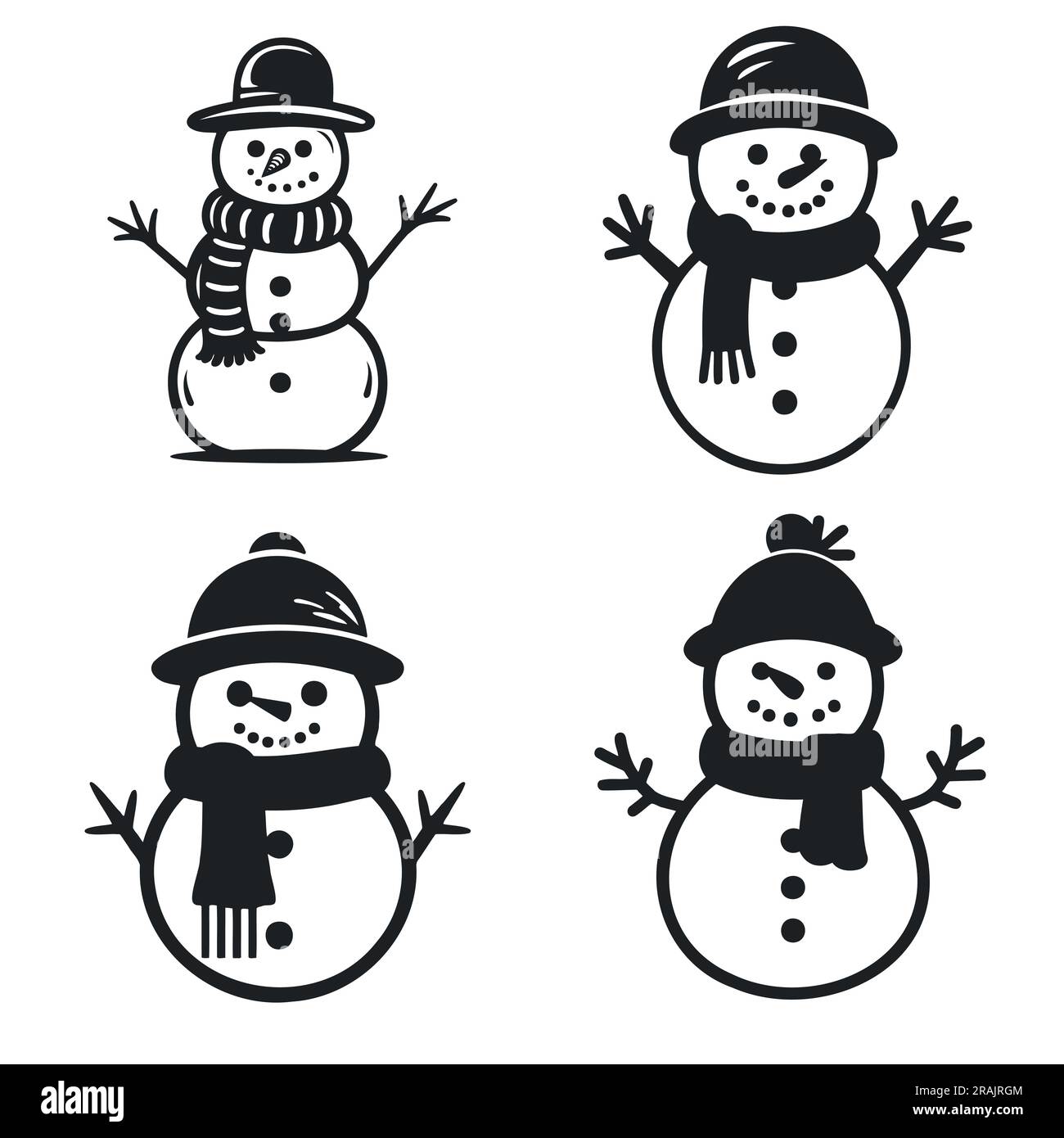 Black And White Snowman Family Clipart