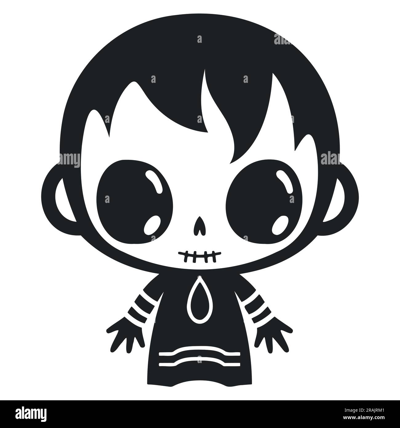 halloween. Boy Frankenstein. black and white drawing Stock Vector Image ...
