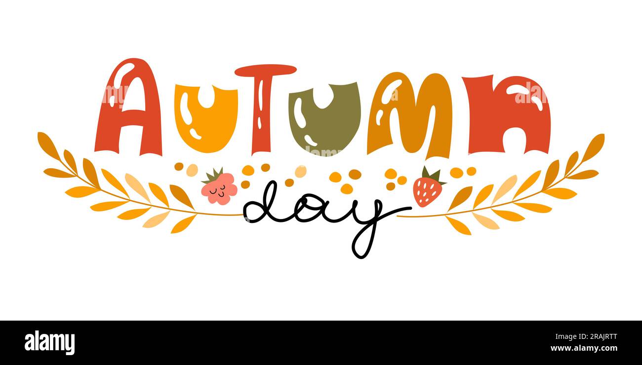 Autumn hand drawn lettering vector set. Vector illustration Stock ...