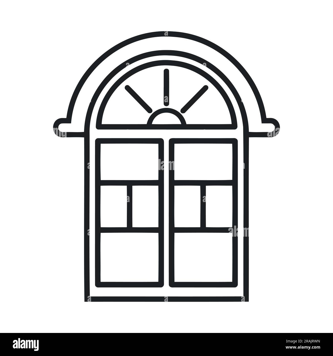 retro window isolated on white background. Hand drawing illustration ...