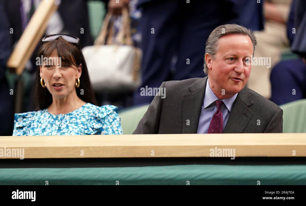 Former prime minister David Cameron with his wife Samantha, in the ...