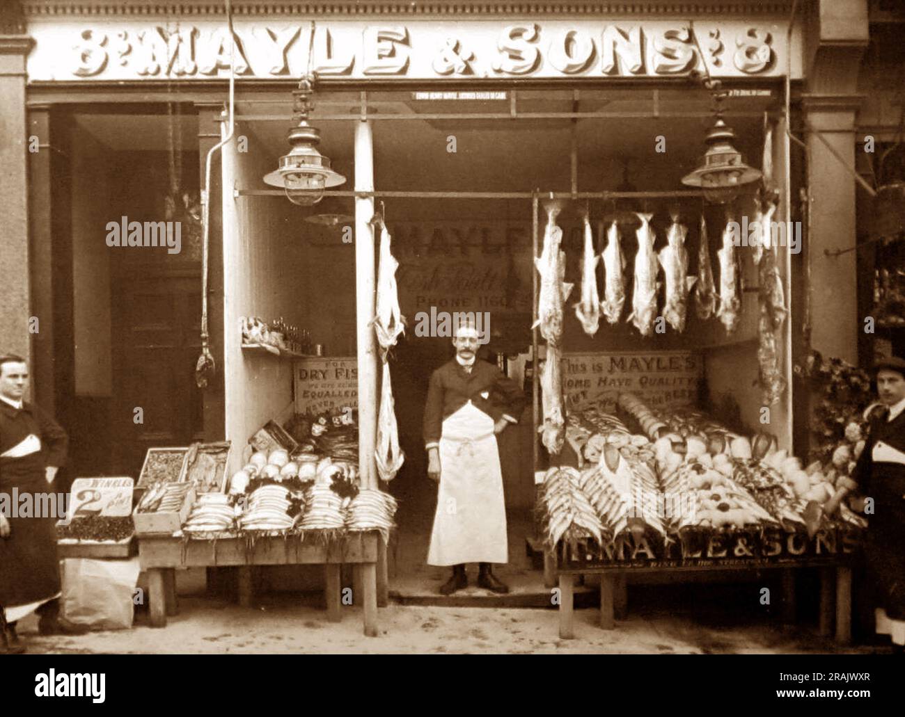 Mayle and Sons, Fruit and fishmonger, Knoght's Hill, Streatham, early ...