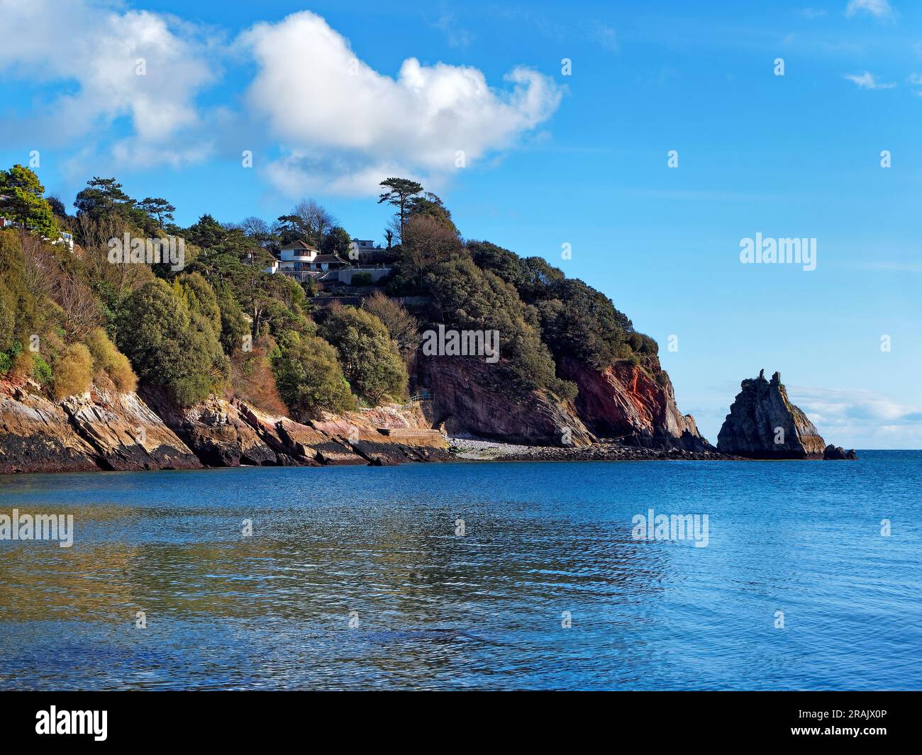 UK, Devon, Torbay, Torquay, Saddle Rock from Beacon Cove Stock Photo ...