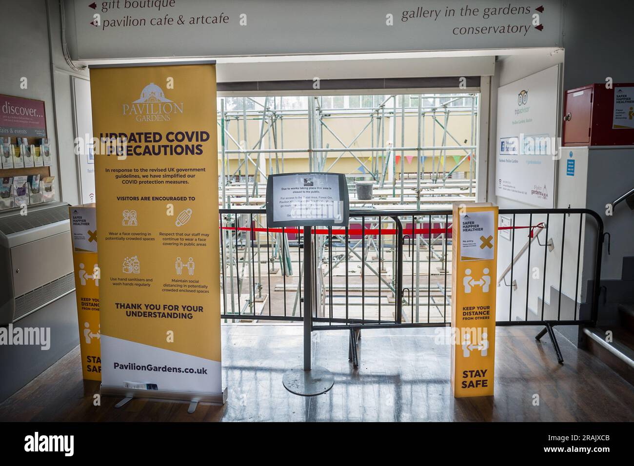 Construction scaffolding during work inside the Buxton pavilion in ...