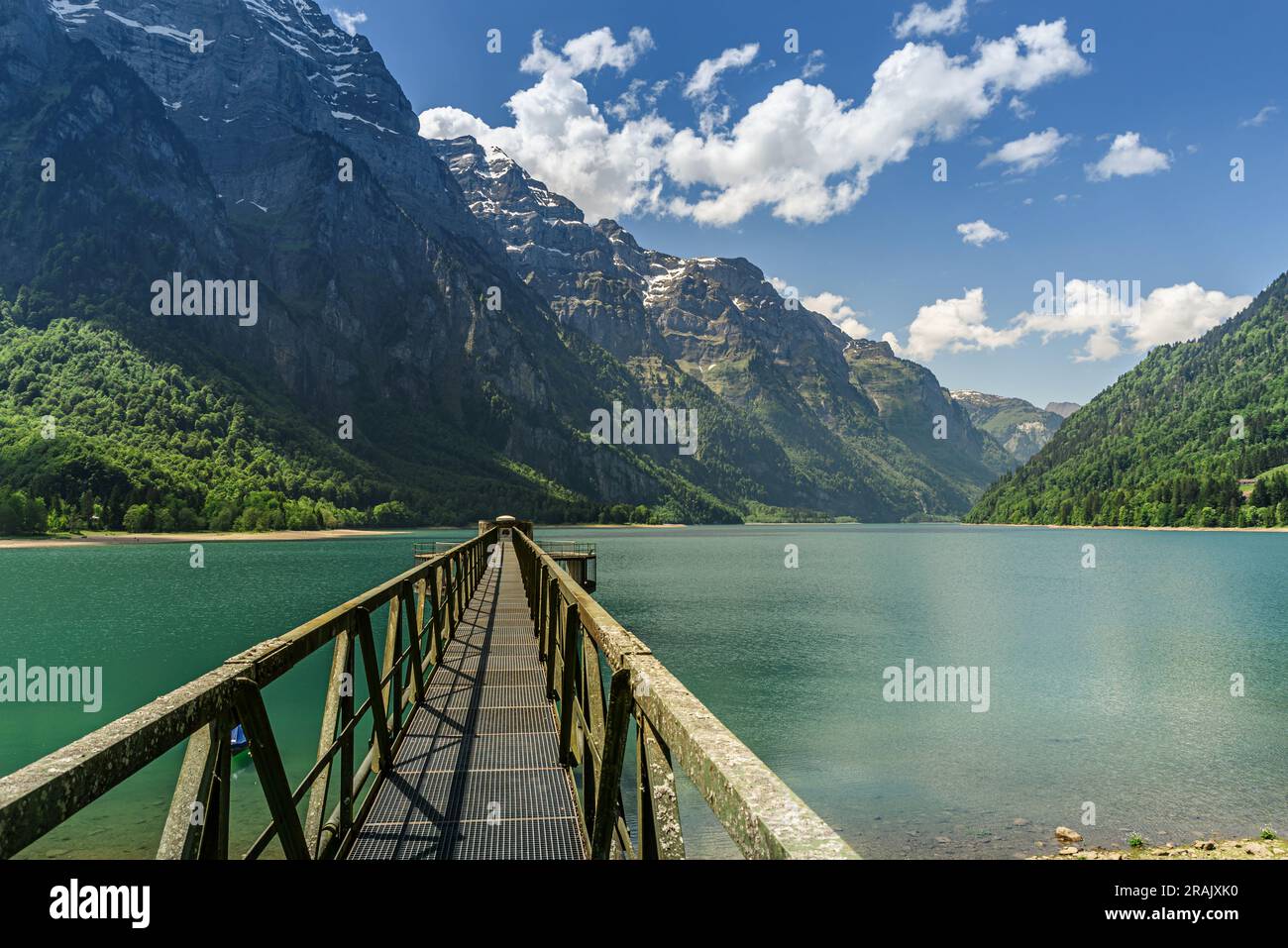 Lake Kloentalersee in the Glarus Alps, overflow, Kloental, Canton ...