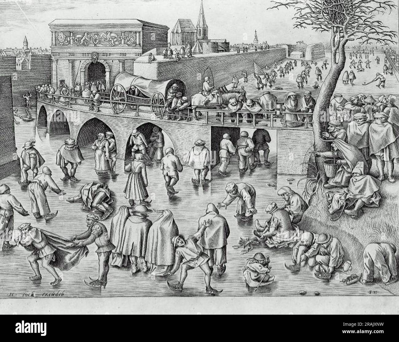 Ice Skating before the Gate of Saint George, Antwerp 1558 by Pieter ...