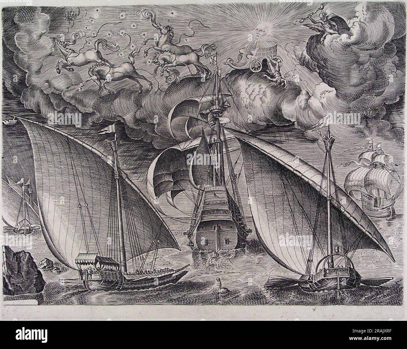 Man of War between two Galleys 1565 by Pieter Bruegel the Elder Stock ...
