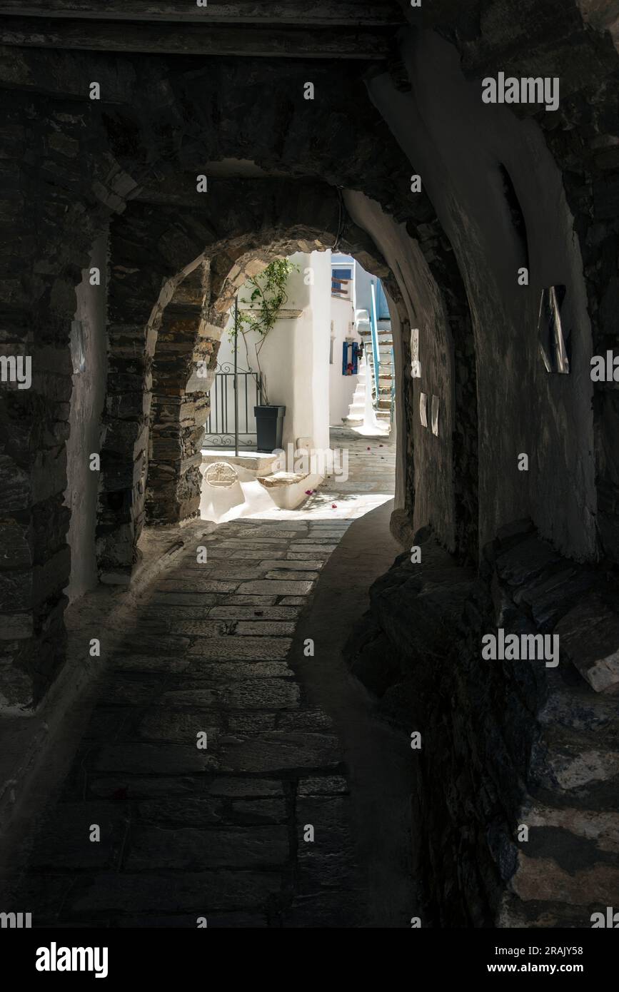 A Street in Kardiani Village, Tinos Stock Photo - Alamy
