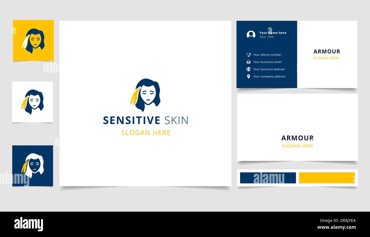Sensitive skin logo design with editable slogan. Branding book and business card template Stock ...