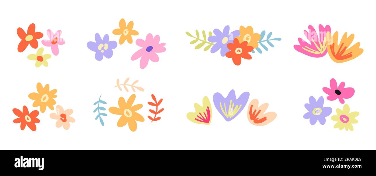 Hand Drawn Flowers Set. Floral Clip Art Collection Stock Vector Image ...